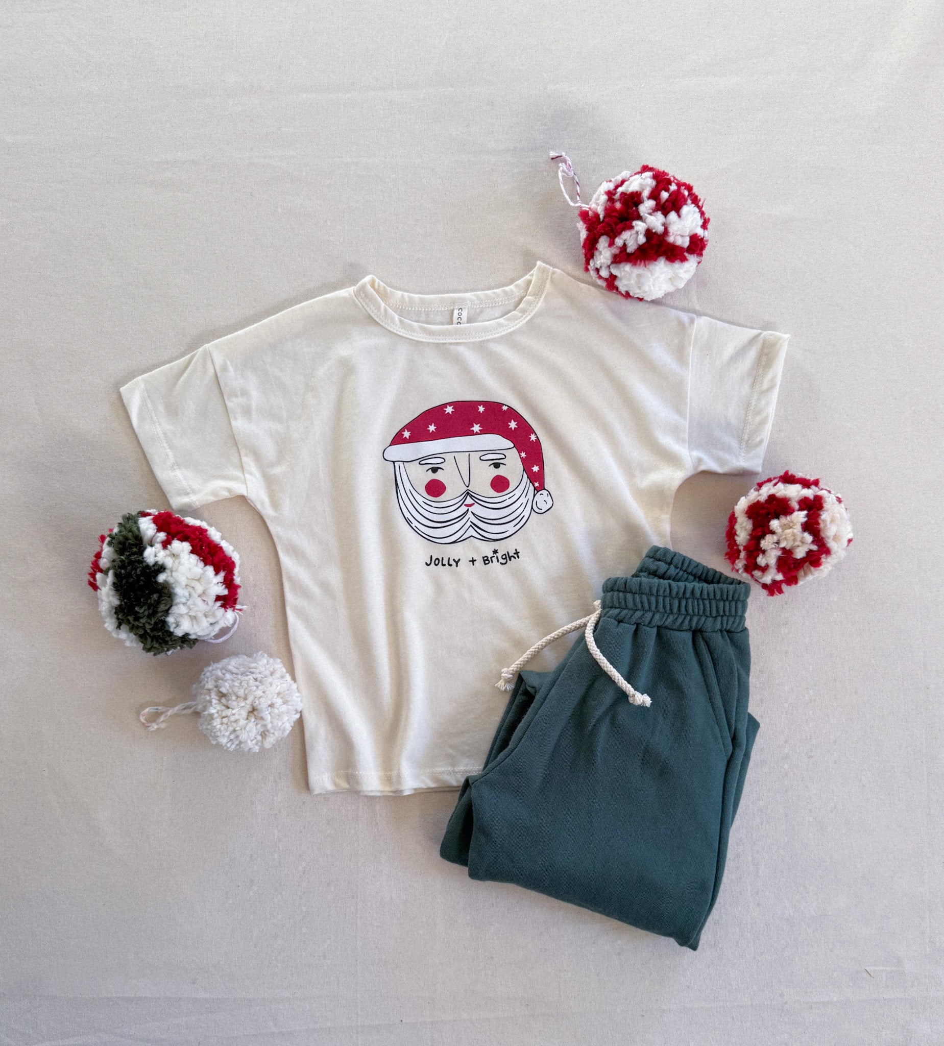 Oversized Tee | JOLLY + BRIGHT SANTA – Coco Knot Clothing